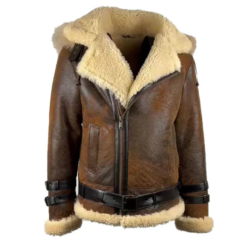 Rocco Vintage Brown shearling aviator jacket – Lusso Leather